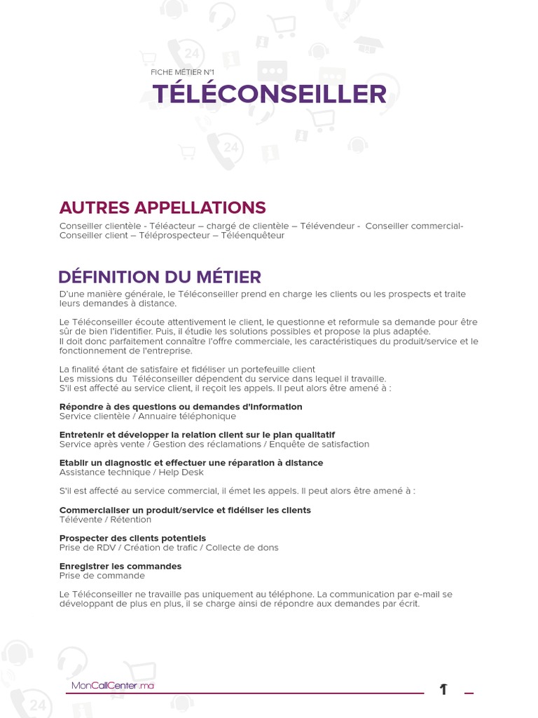 Fiche metier televendeur – Aftal.fr