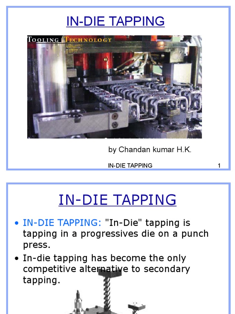 In-Die Tapping: by Chandan Kumar H.K | PDF | Gear | Screw