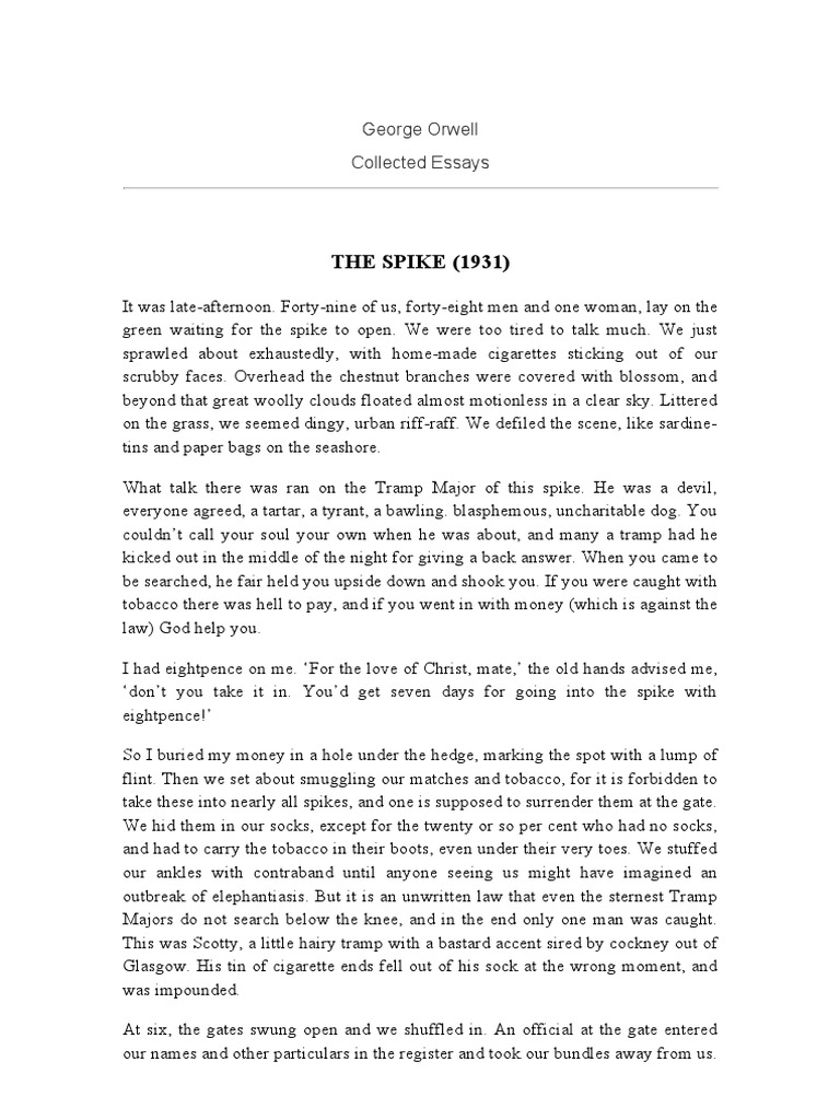 THE SPIKE (1931) : George Orwell Collected Essays | PDF | Foods | Clothing