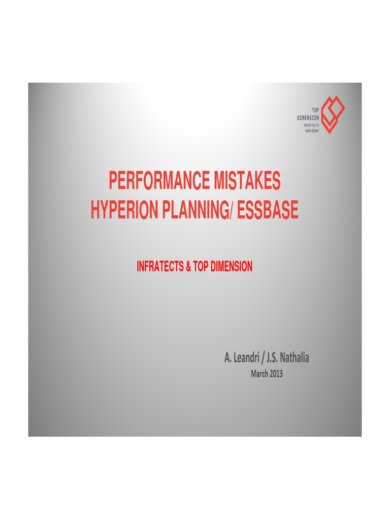 Performance Mistakes Planning Essbase Top Dimension | PDF | Databases | Computing