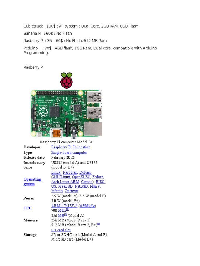 Comparison of Single-Board Computers | PDF