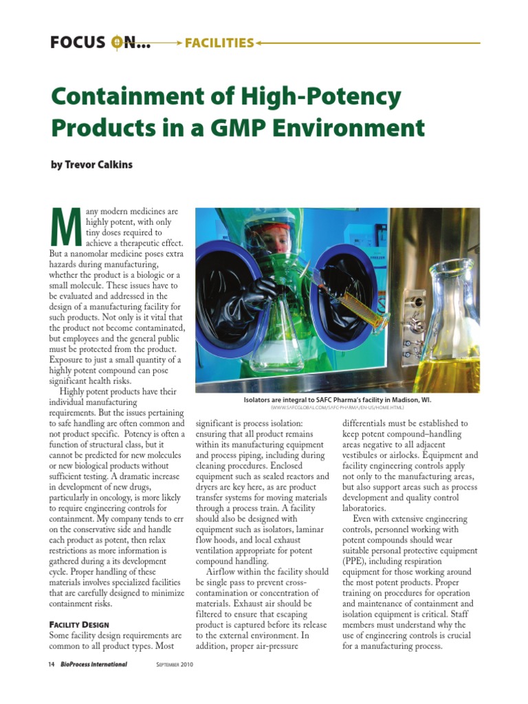 Containment of High-Potency Products in a GMP Environment | PDF ...