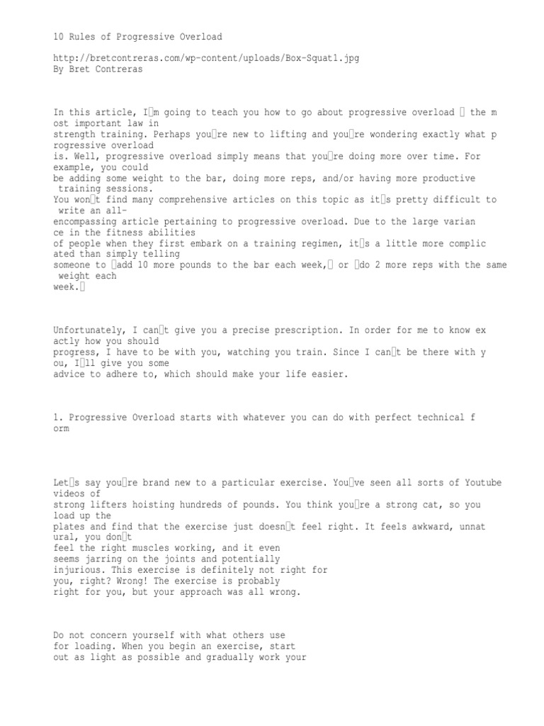 10 Rules of Progressive Overload | PDF | Strength Training | Weight ...