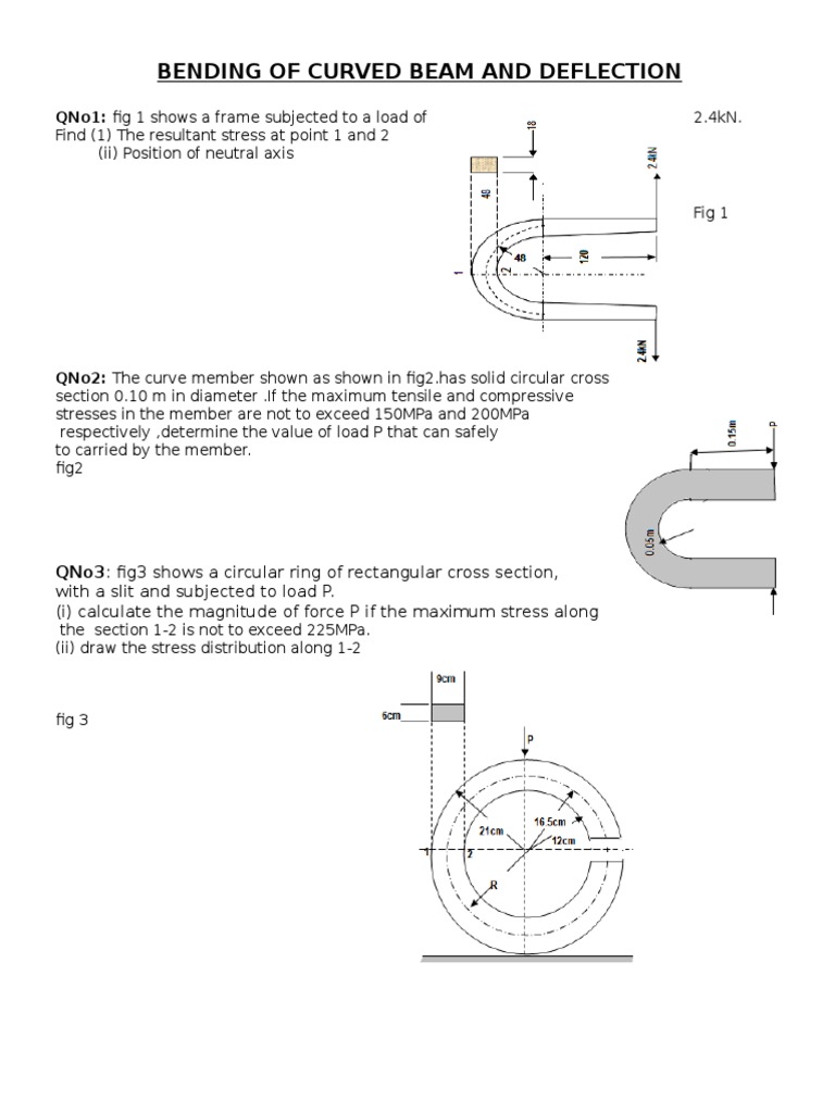 Bending of Curved Beam and Deflection: Qno1: Fig 1 Shows A Frame ...