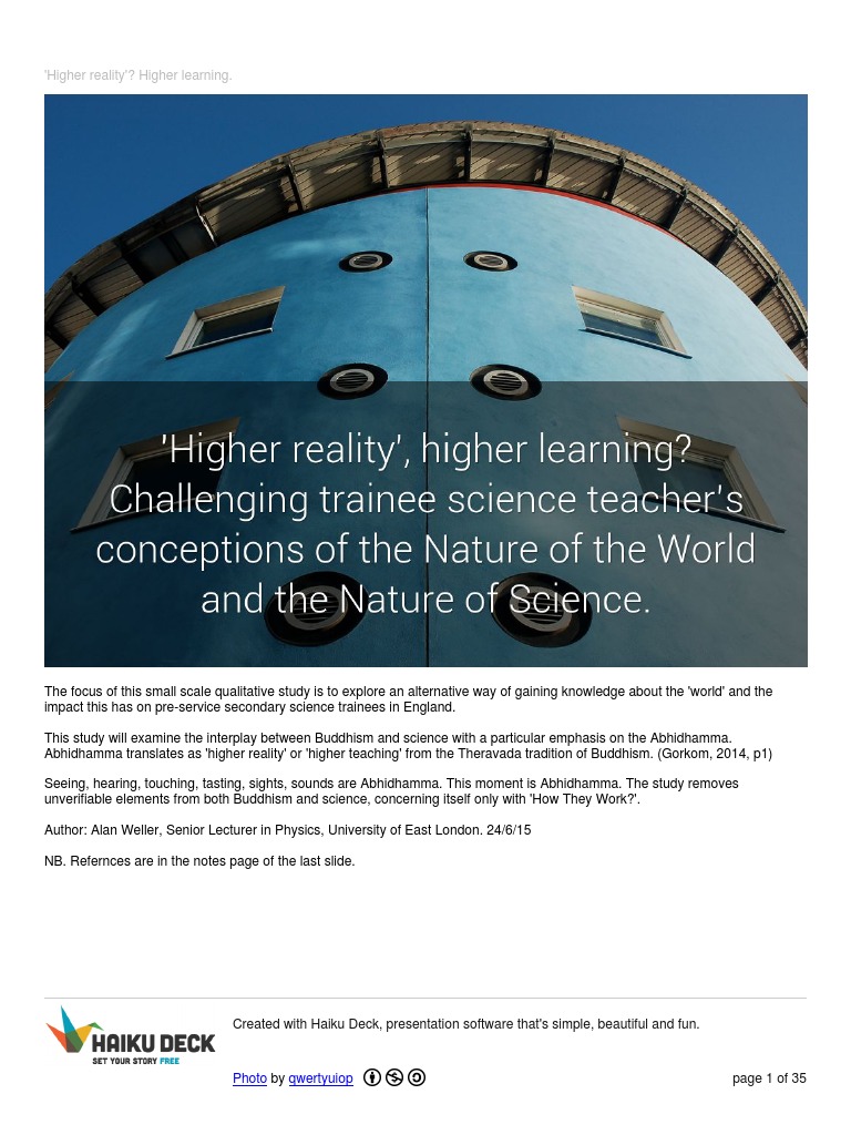 'Higher Reality' - Higher Learning? | PDF | Concept | Reality