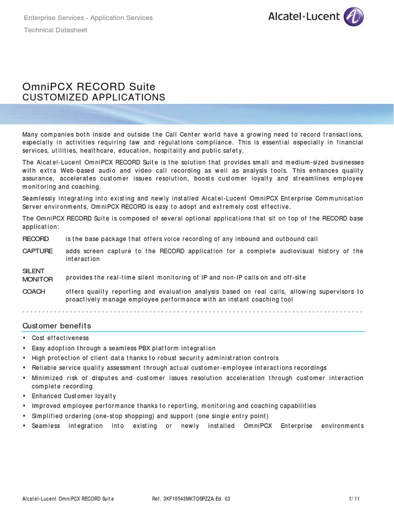 Datasheet OmniPCX-RECORD-Suite EN Feb11 PDF | PDF | Internet Explorer ...