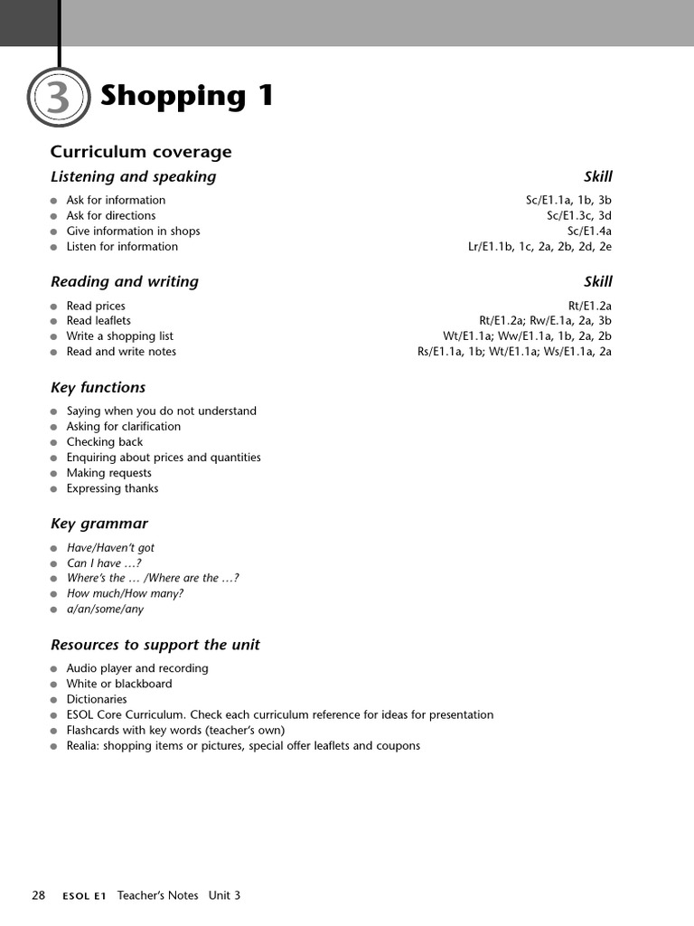 03 - ESOL Teacher Notes Entry 1 Unit 3 | Download Free PDF | Question ...