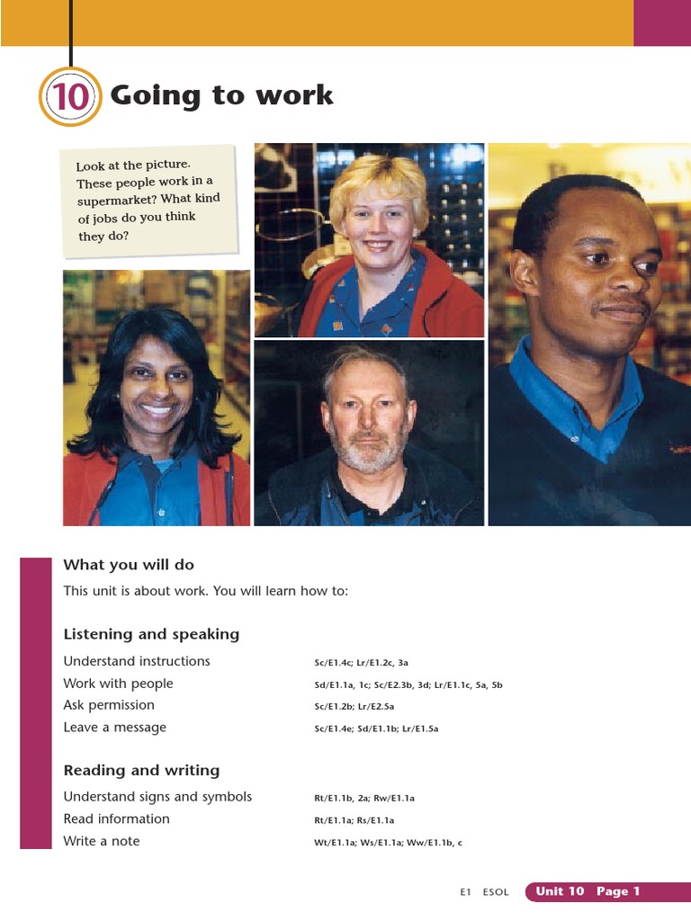 ESOL Entry 1: Workplace Communication | PDF | English As A Second Or ...