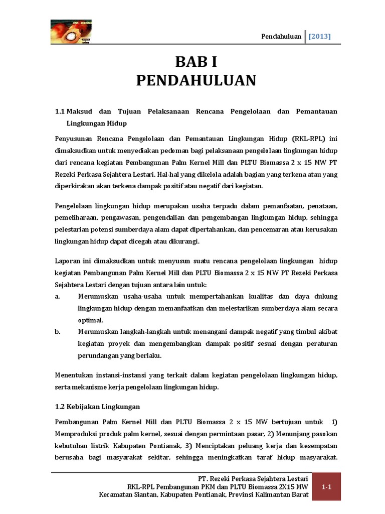 RKL-RPL Bab 1 - PKM - Pltu - Ponti PDF | PDF