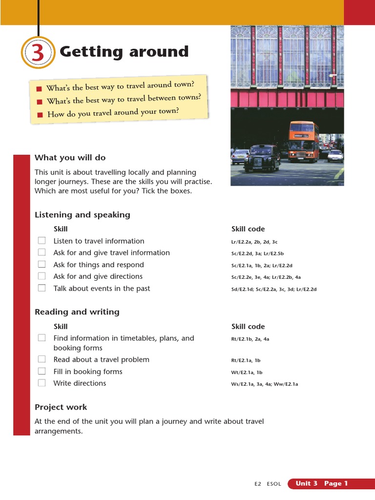 03 - ESOL Entry 2 Unit 3 | PDF | English Language | Traffic