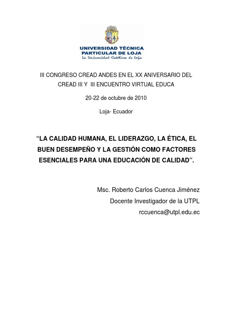 Roberto Cuenca Factores Esenciales Educacion A Distancia | PDF ...