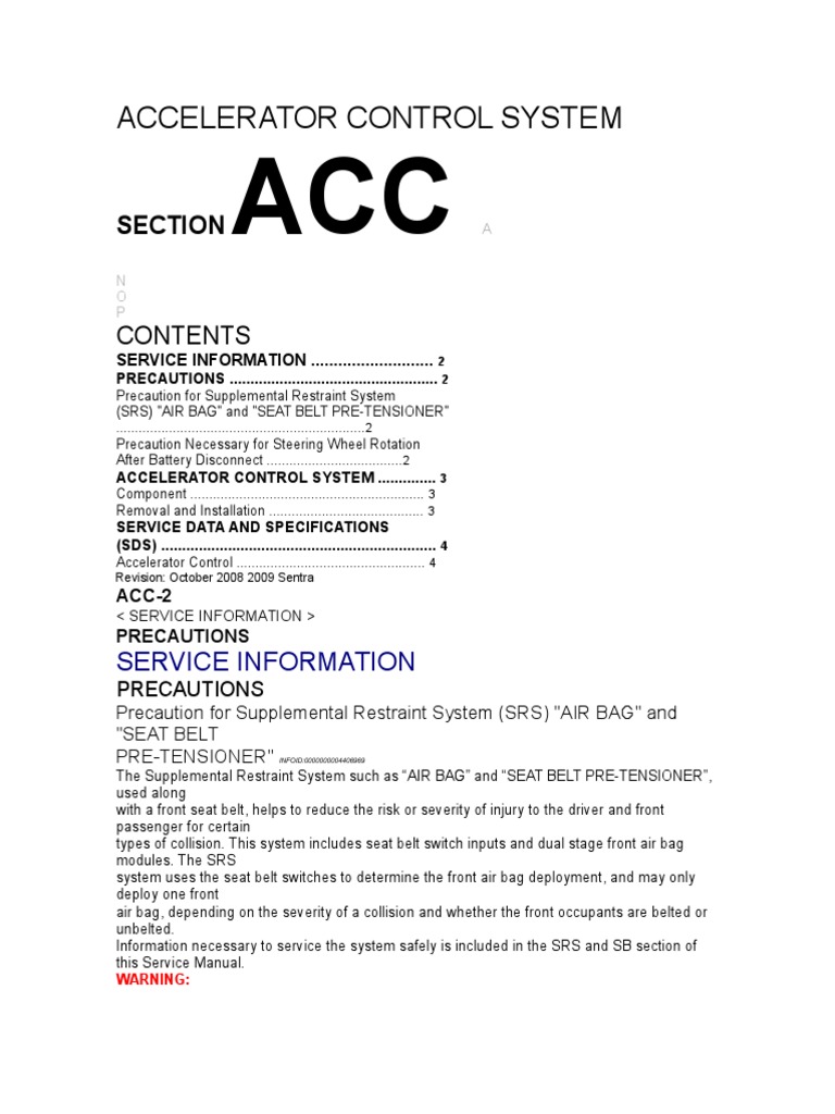 Accelerator Control System | PDF | Airbag | Seat Belt