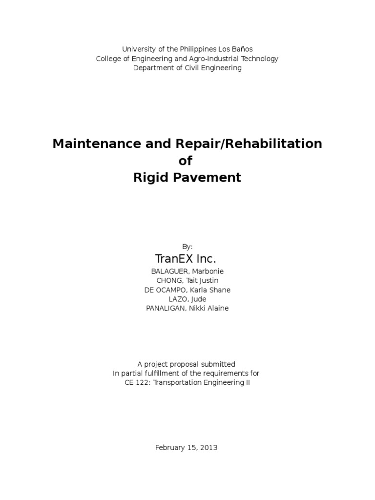 Project Proposal Sample | Road Surface | Industries
