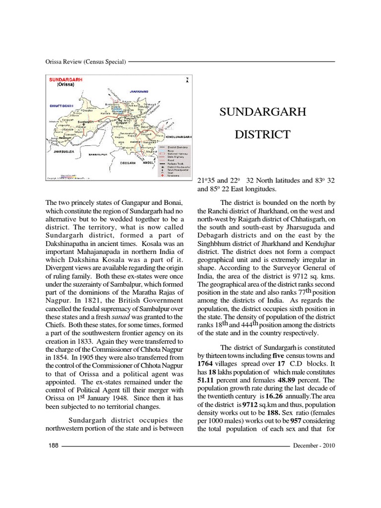 Sundargarh District: Orissa Review (Census Special) | PDF | Literacy