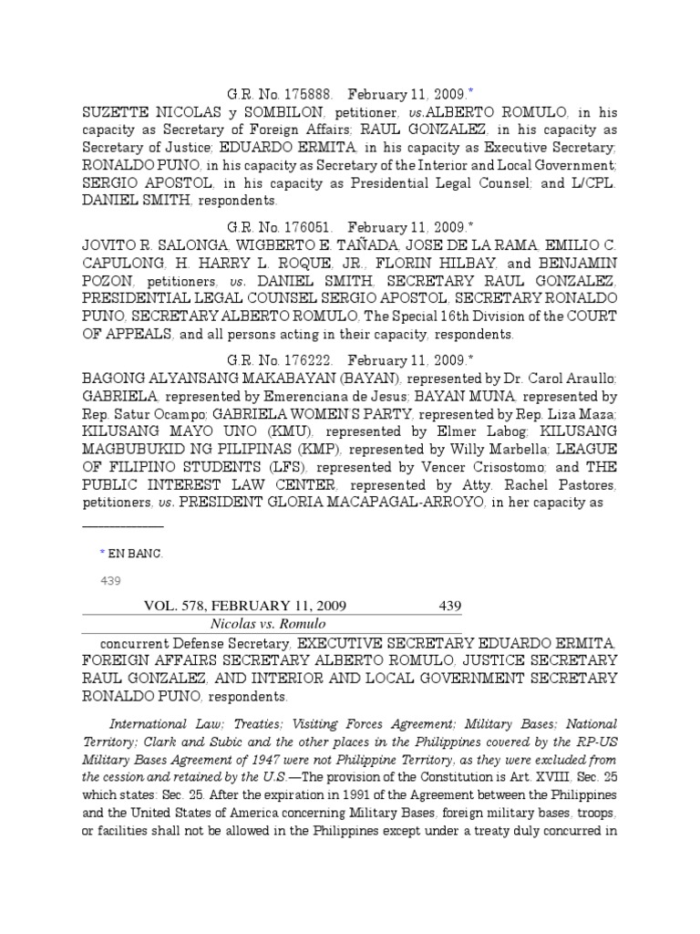 Nicolas vs. Romulo | PDF | Treaty | Ratification