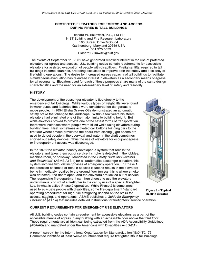 Protected Elevators For Egress and Access During Fires in Tall ...