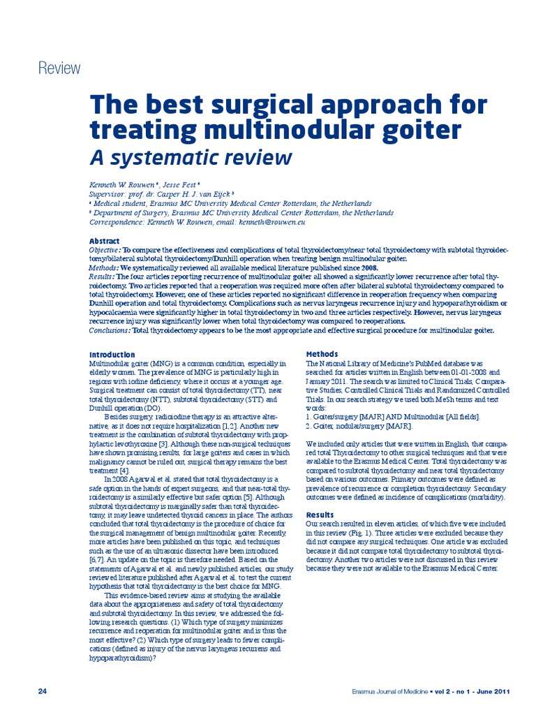 The Best Surgical Approach For Treating Multinodular Goiter: A ...