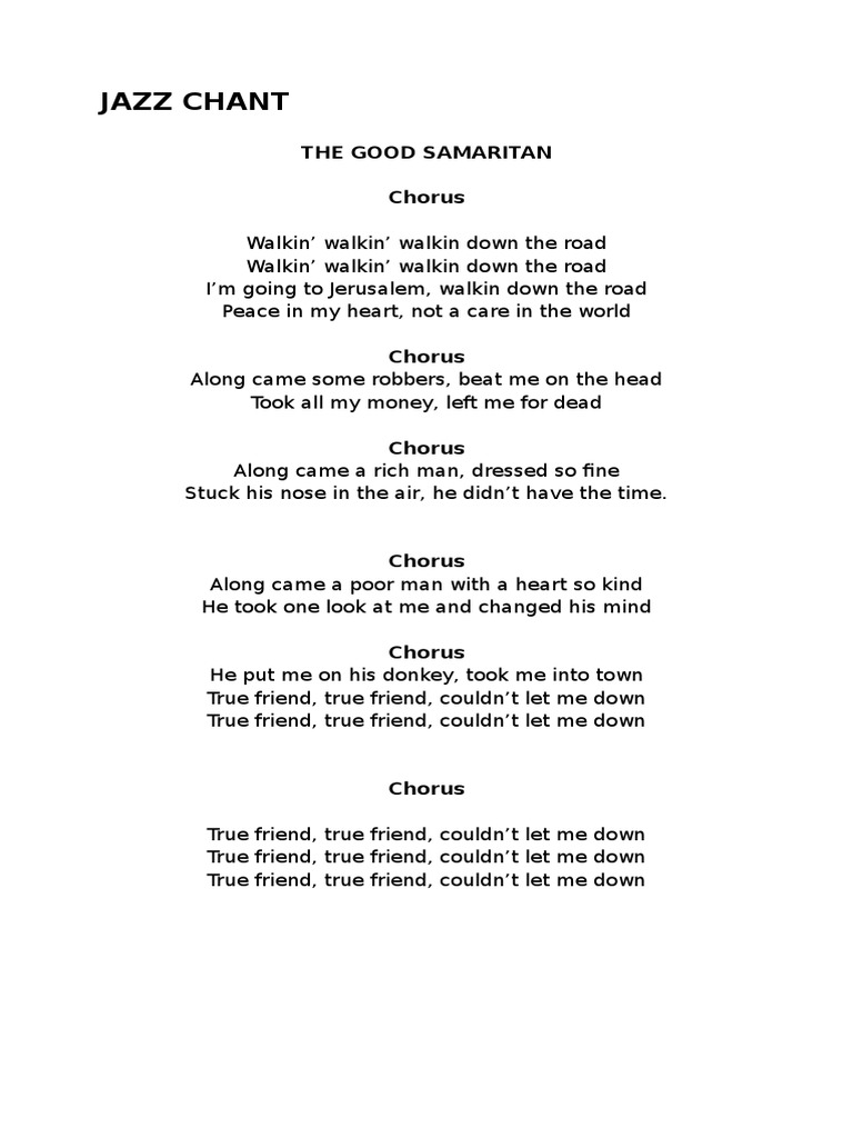 Jazz Chant: The Good Samaritan Chorus | PDF | Poetry