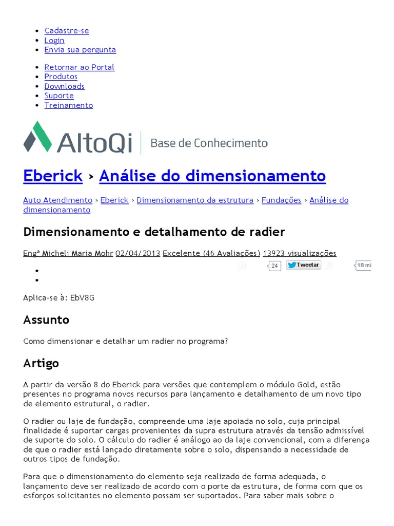 Suporte On-Line AltoQi - Dimensionamento e Detalhamento de Radier | PDF ...