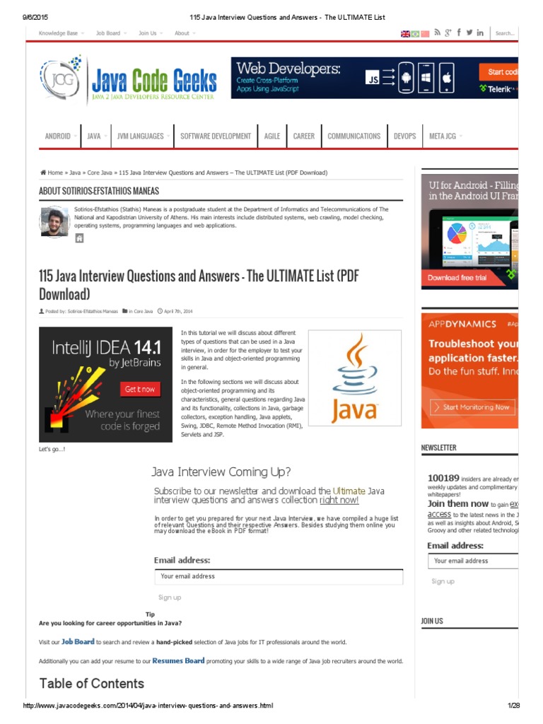 115 Java Interview Questions and Answers - The ULTIMATE List PDF | PDF | Java Virtual Machine ...