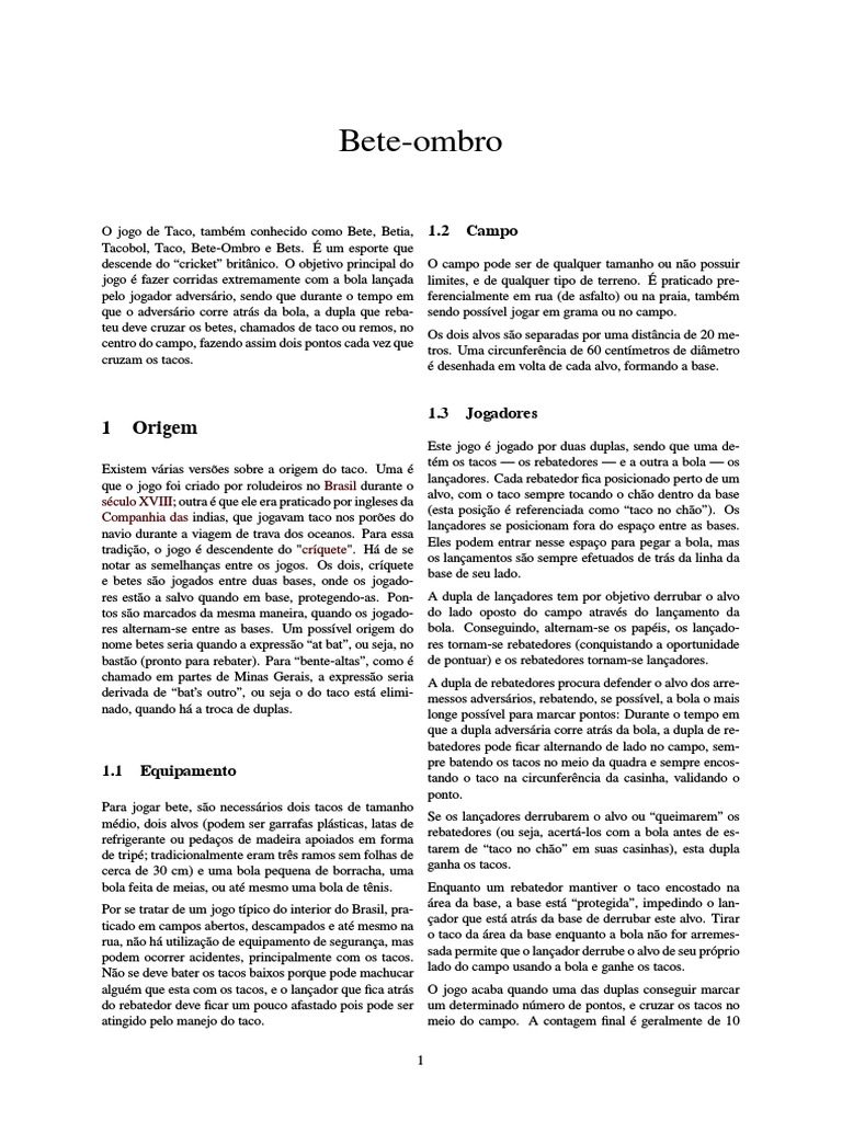 Bete Ombro | PDF | Críquete | Recreação