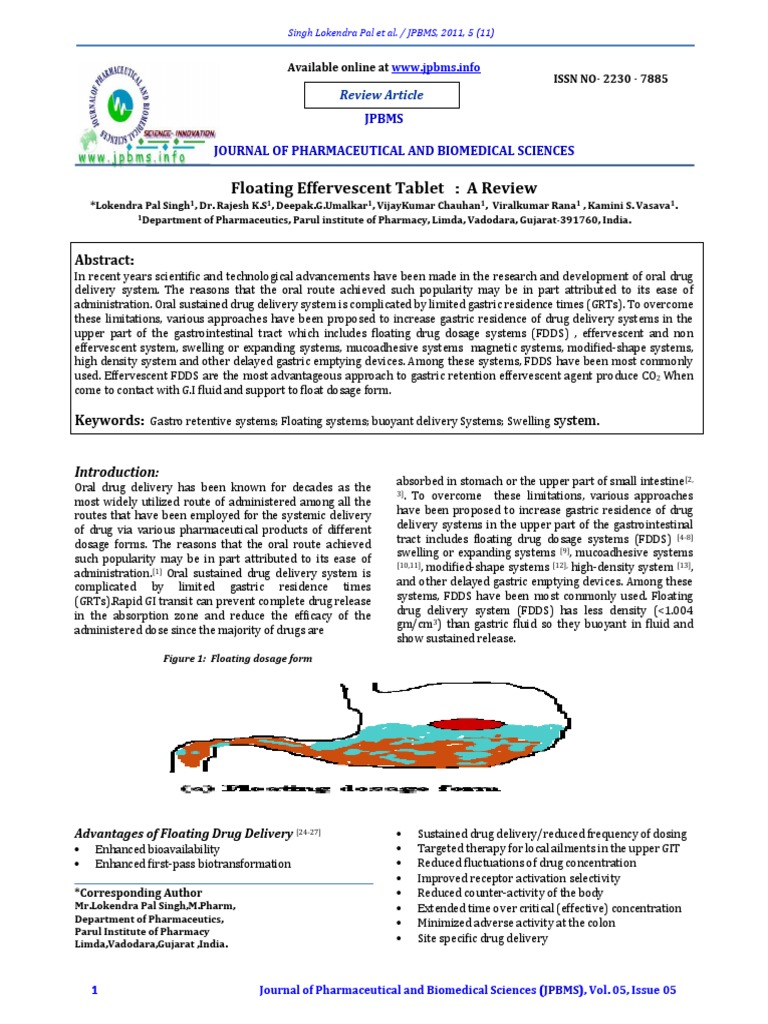 Floating Effervescent Tablets A Review | PDF | Stomach | Tablet (Pharmacy)