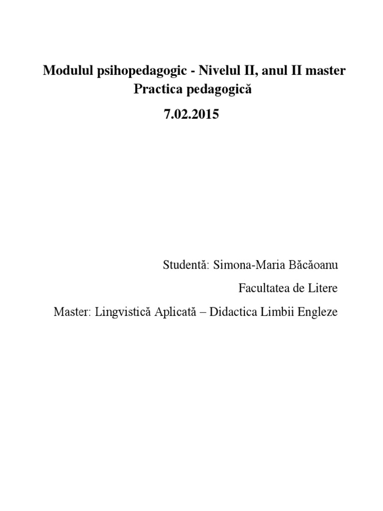 Modulul Psihopedagogic | PDF | Lesson Plan | Reading (Process)