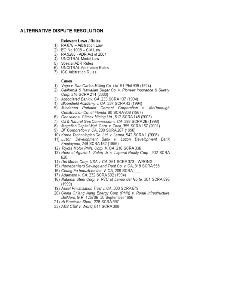 Adr Class Notes Print | PDF | Arbitration | Mediation