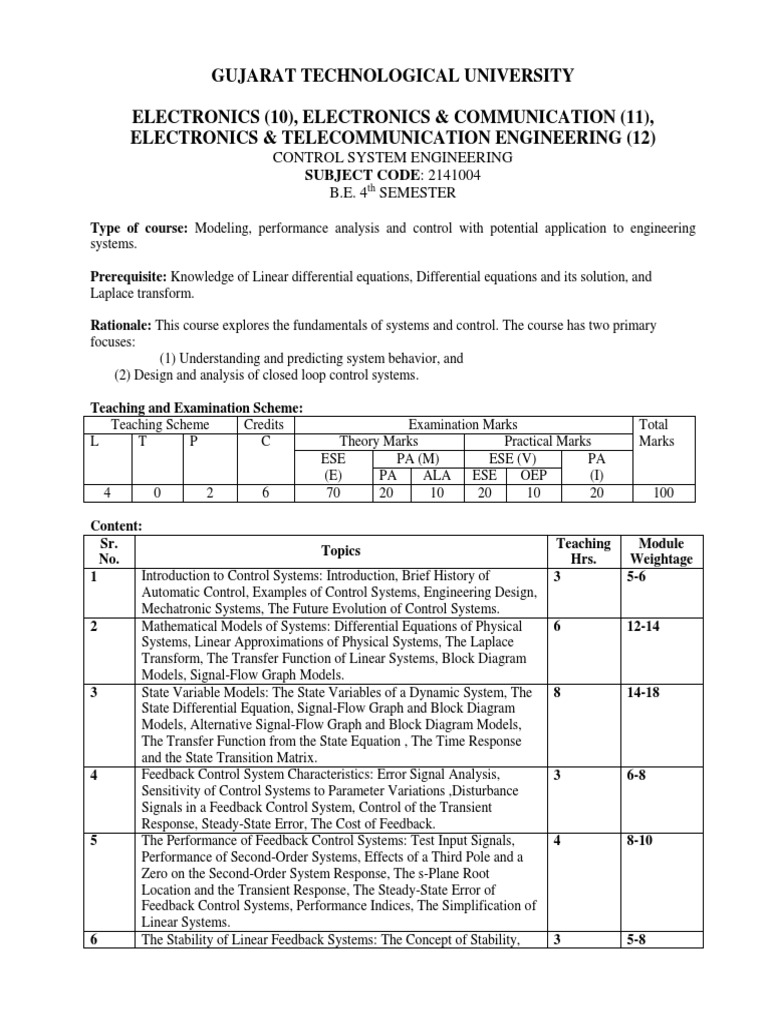 Control System Engineering | PDF | Control Theory | Control Engineering