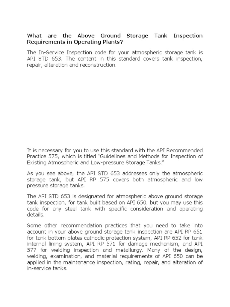 What Are the Above Ground Storage Tank Inspection Requirements in ...