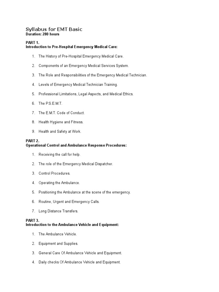 Syllabus For EMT Basic | Major Trauma | Emergency Medical Technician