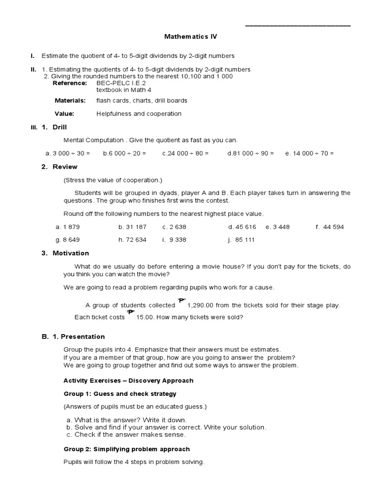 44 Estimating Quotients | PDF | Division (Mathematics) | Cognitive Science