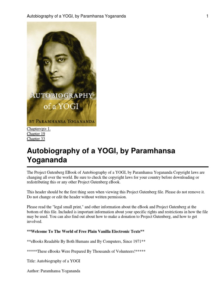 Auto Biography of A Yogi | PDF | Project Gutenberg | E Books
