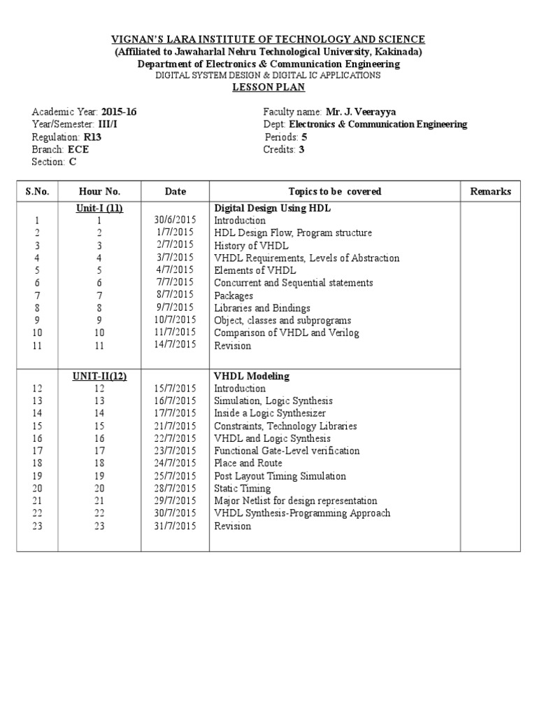 DSD Dica Lesson Plan-C | PDF | Hardware Description Language | Digital ...