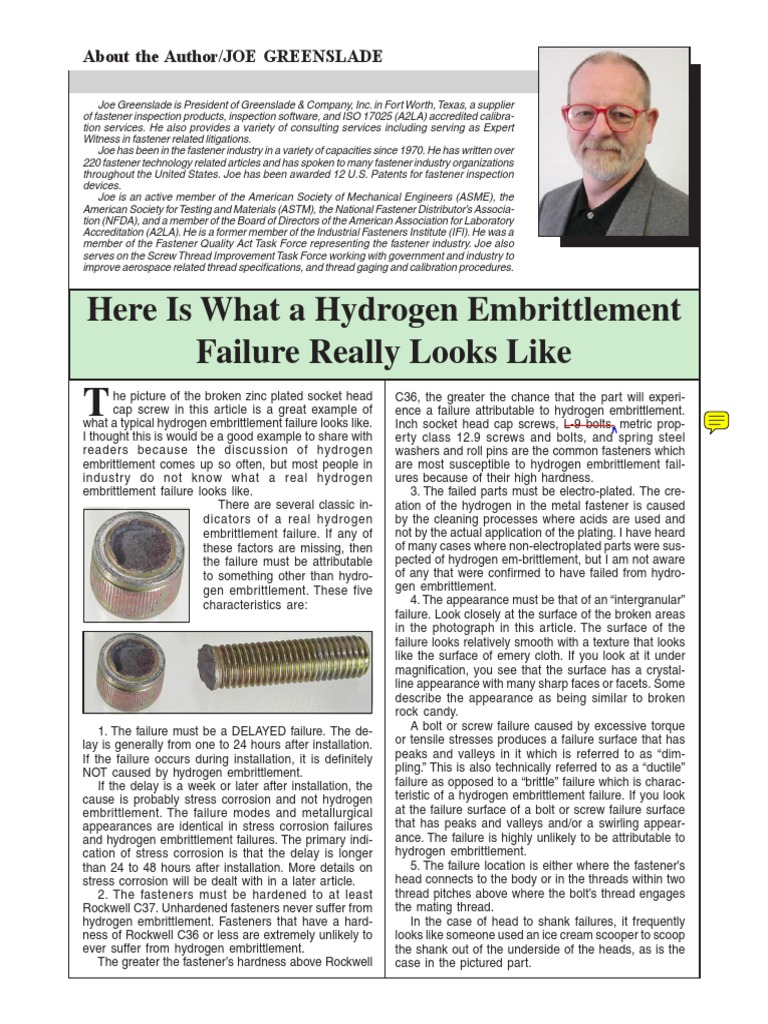 Understanding Hydrogen Embrittlement Failures | PDF | Screw | Materials