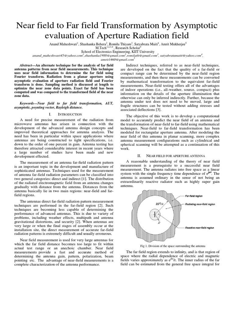 Near Field To Far Field Transformation by Asymptotic Evaluation of Aperture Radiation Field ...