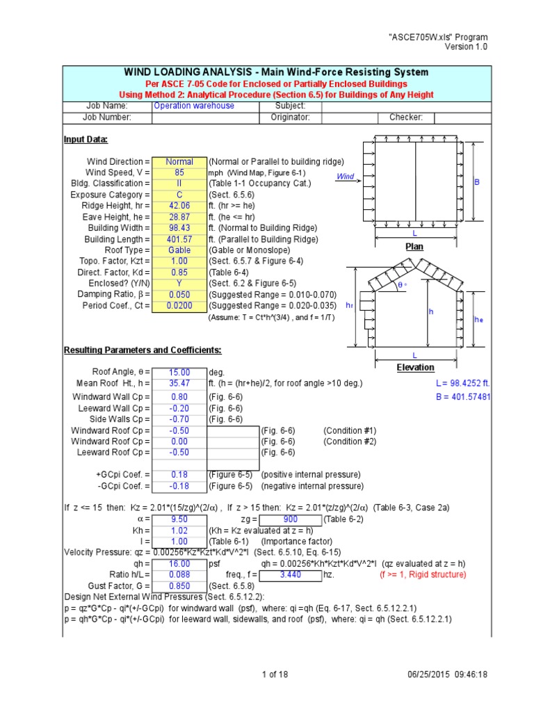 Wind Load Base ASCE 7-05 For Operation Warehouse | PDF | Windward And ...