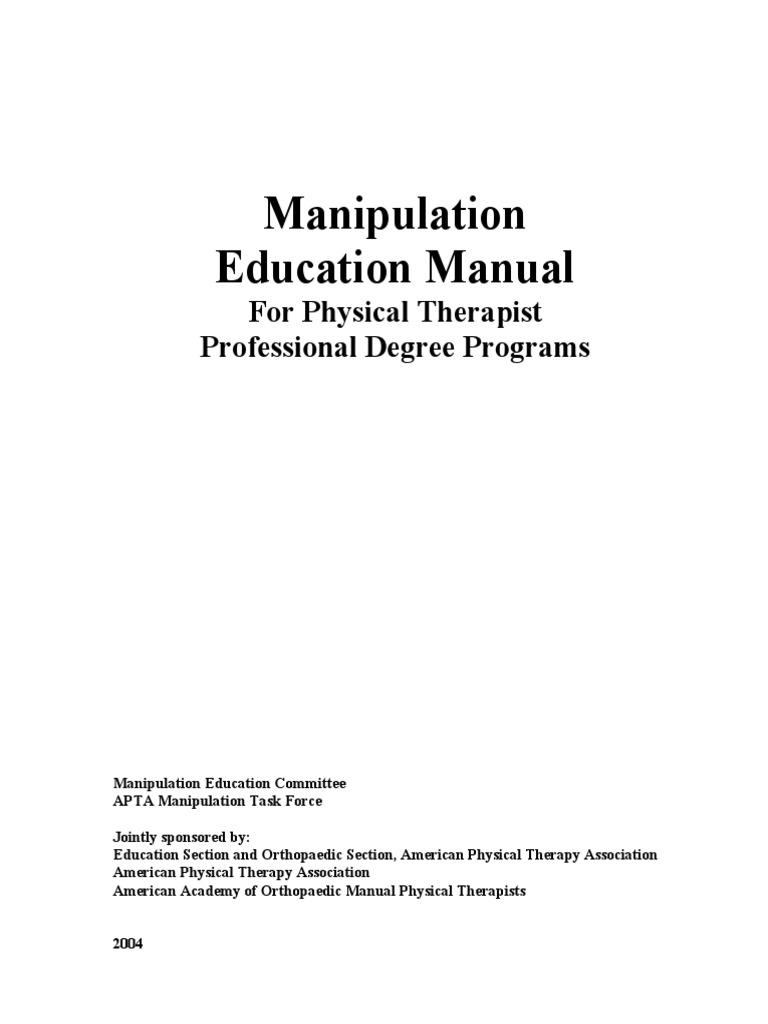 Manipulation Education Manual | PDF | Physical Therapy | Psychotherapy