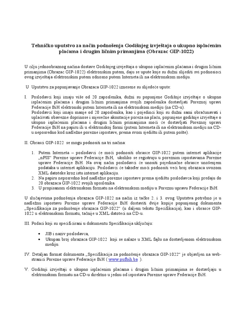 Tehnicko Uputstvo GIP 1022 | PDF