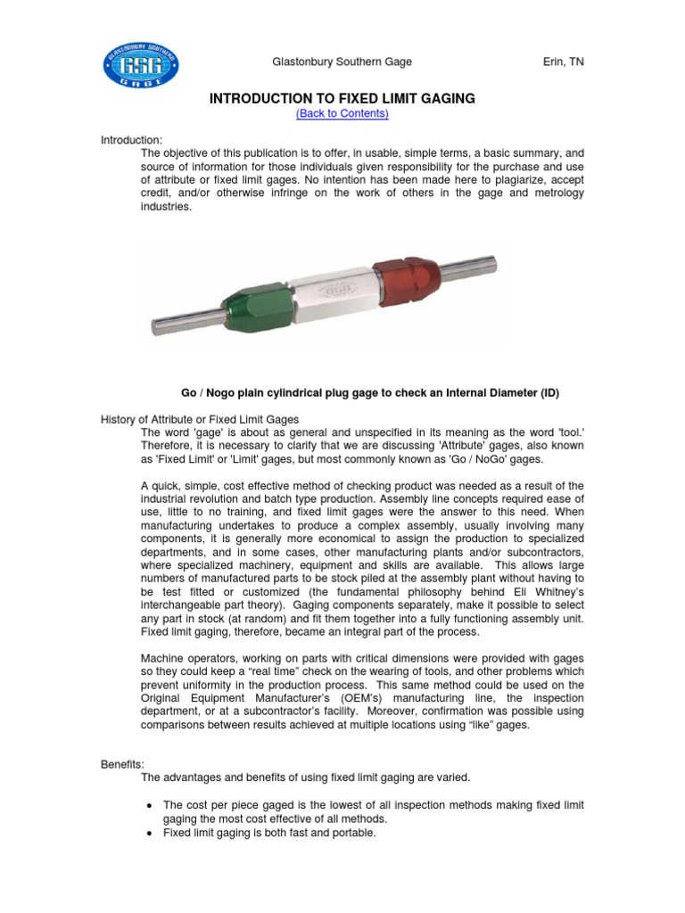 Fixed Limit Gaging Overview | PDF | Engineering Tolerance | Electrical ...