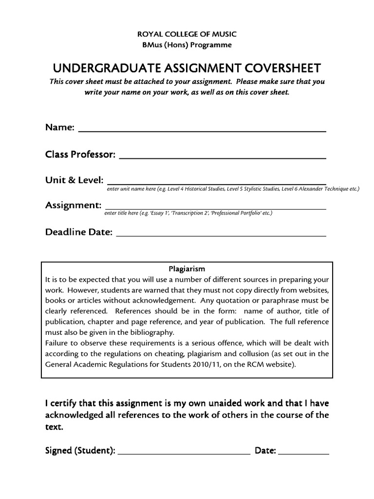 Undergraduate Assignment Coversheet | PDF | Foreign Language Studies