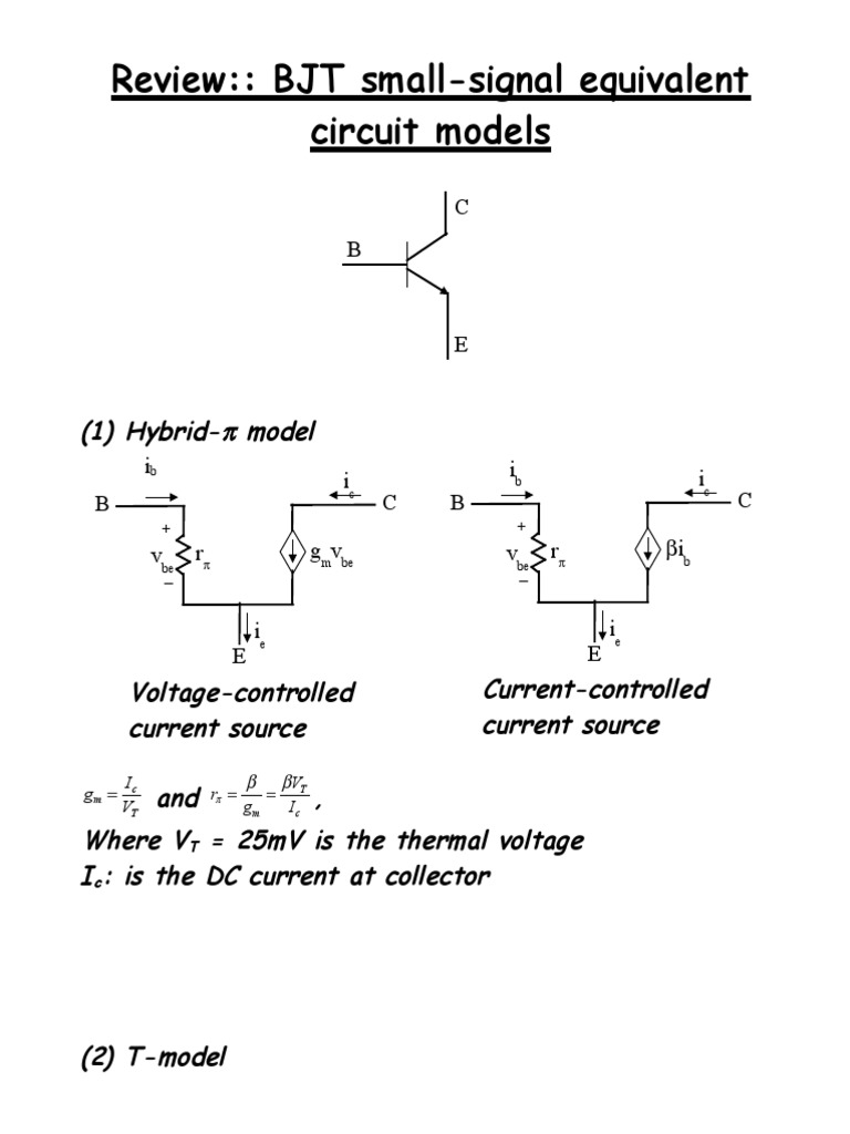BJT Small-Signal Equivalent Models | PDF | Teaching Methods & Materials ...