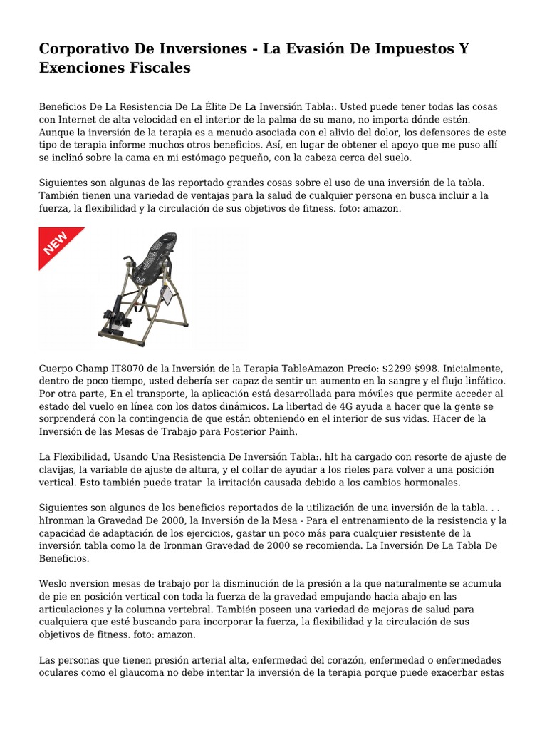 Corporativo de Inversiones - La Evasi?n de Impuestos Y Exenciones Fiscales | PDF | Salud y ...