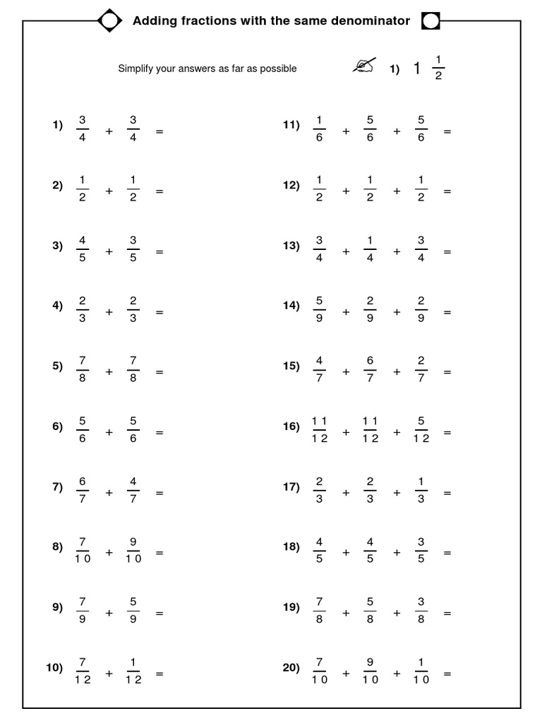 Adding Fractions With The Same Denominator | PDF | Teaching Methods ...