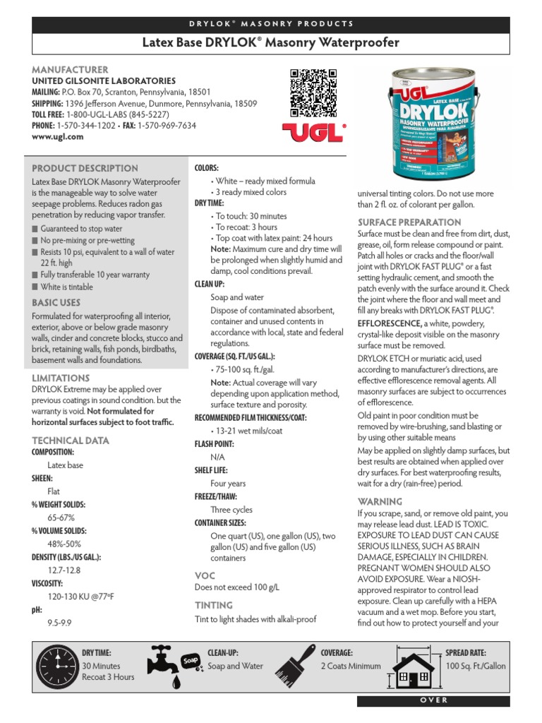 DRYLOK Masonry - Latex Base DRYLOK Masonry Waterproofer - Data Sheet ...