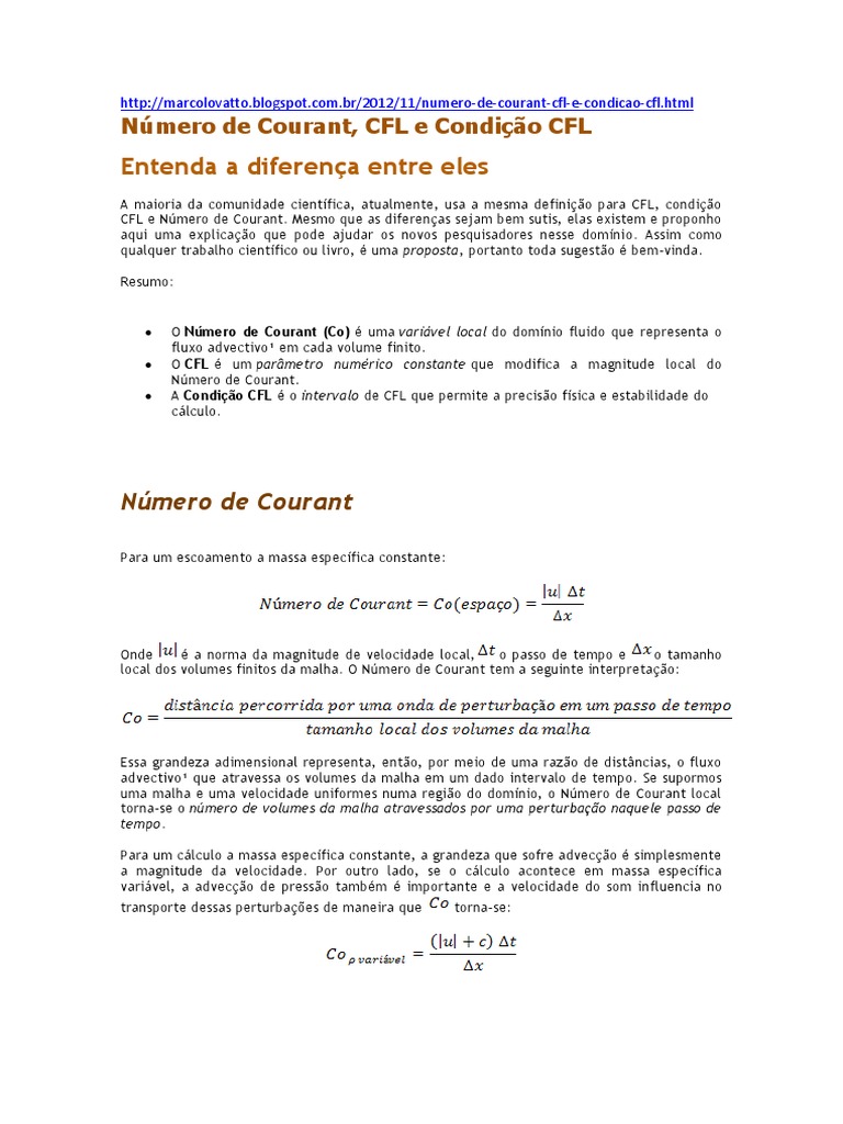 Entendendo a diferença entre Número de Courant, CFL e Condição CFL e ...