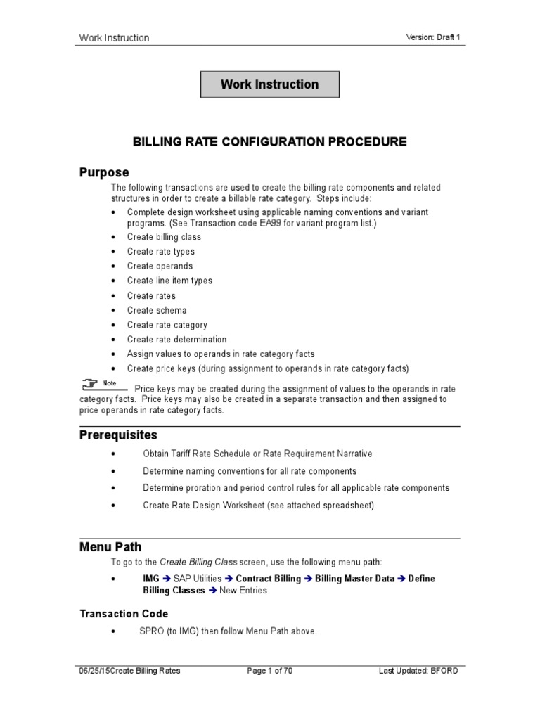 Billing Rate Configuration Procedure | PDF | C (Programming Language) | Instruction Set