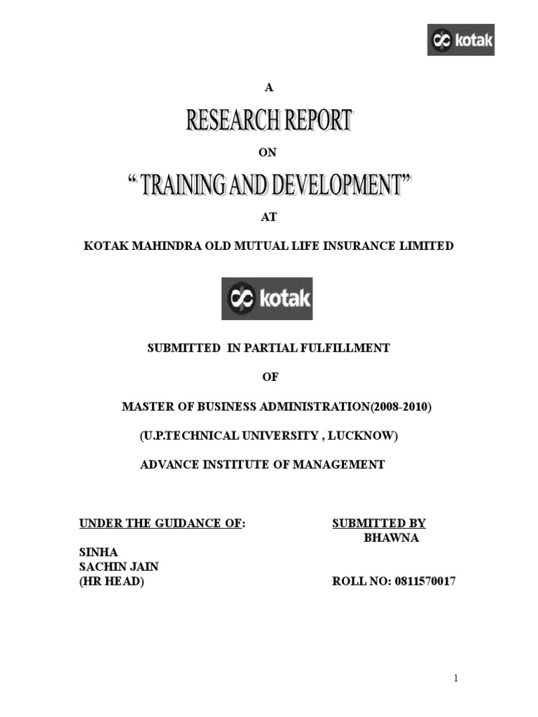 Kotak Mahindra TRAINING & Development | PDF | Apprenticeship | Employment
