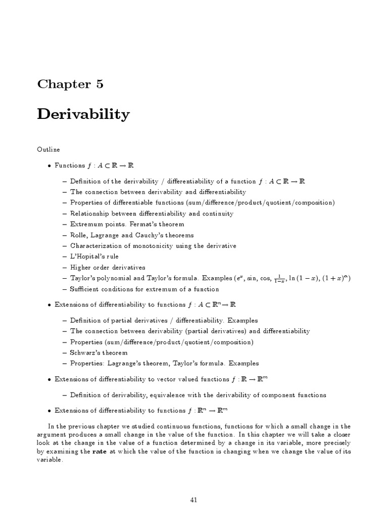 Derivability PDF | PDF | Maxima And Minima | Mathematical Analysis