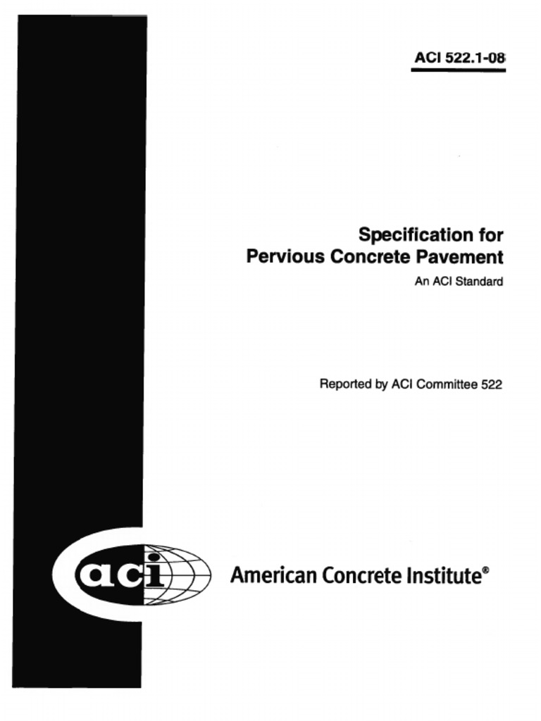 ACI-522I-08-Specification For Pervious Concrete Pavement | PDF